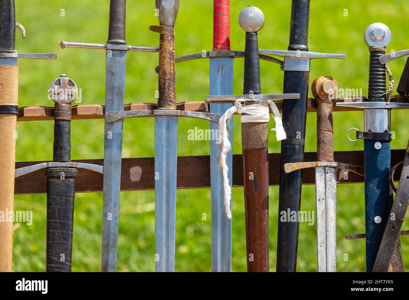 A Rack of Medieval Knights' Swords Stock Photo - Alamy