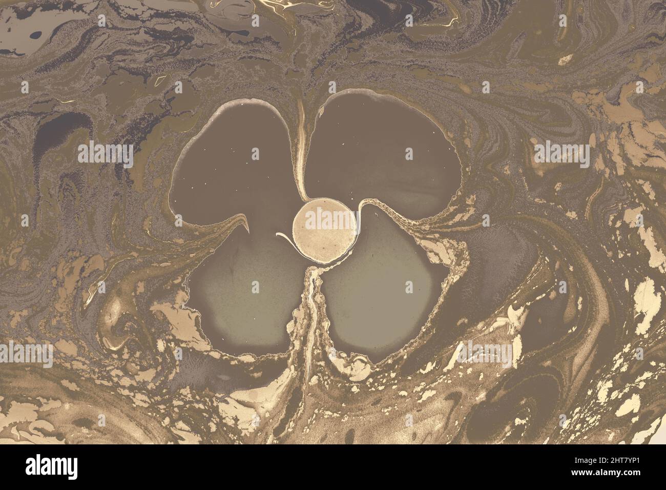 Abstract oil painting with a flower-shaped smudge on the center Stock ...