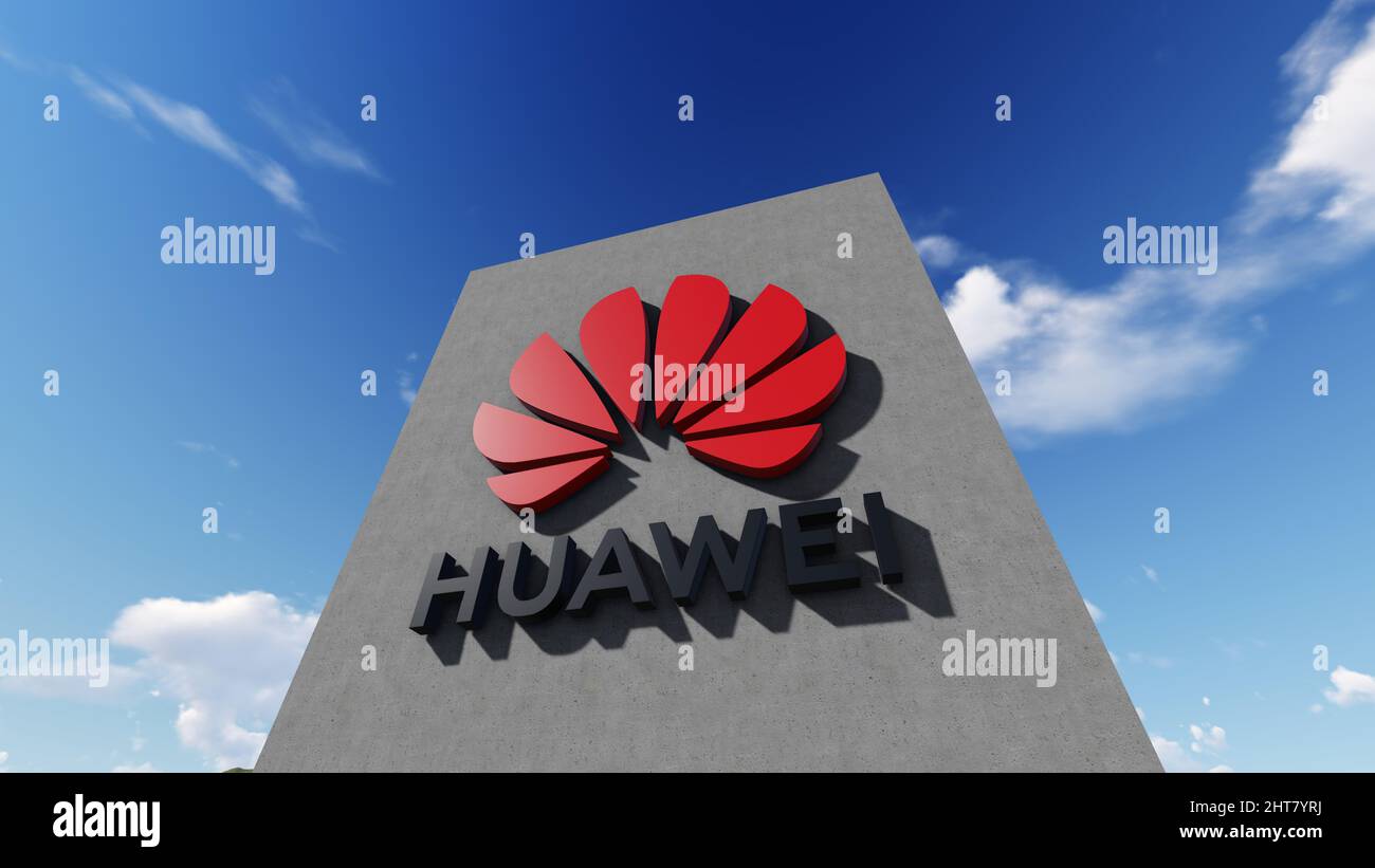 Huawei on wall, Editorial use only, 3d rendering Stock Photo - Alamy