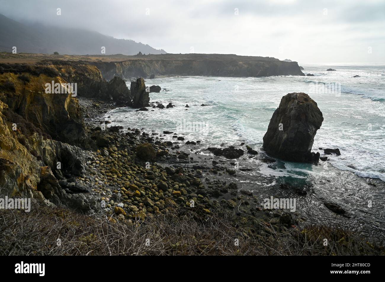 Rugged Coastline of Pacific Valley Bluff in Big Sur California Stock ...