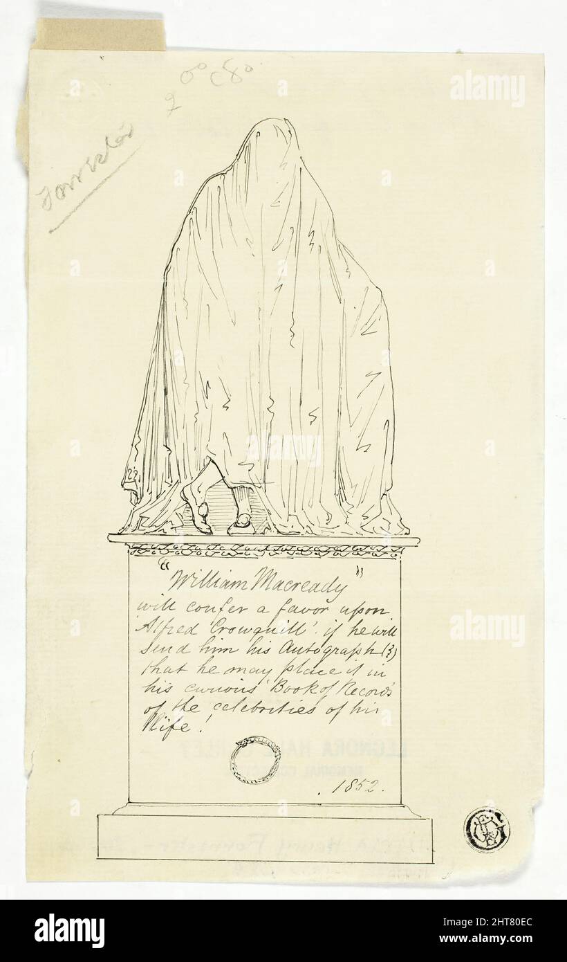 Visiting Card with Draped Monument, Artist's Inscription, 1852 Stock ...