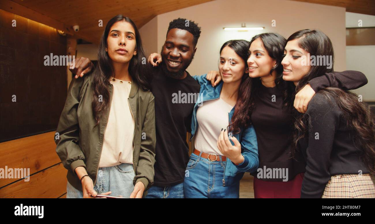 Group of Indian friends having fun inside a cafe Stock Photo - Alamy