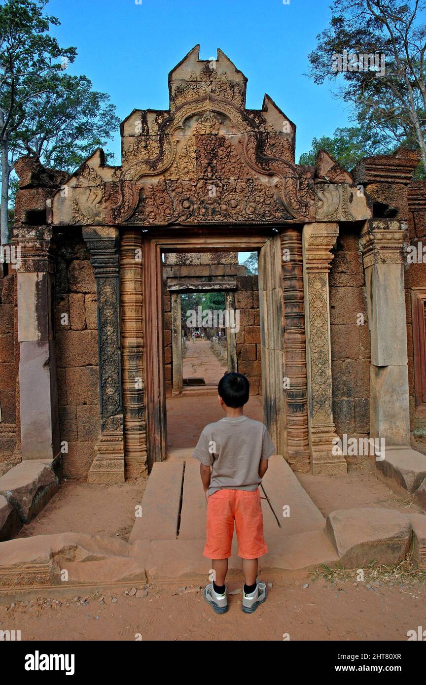 Indra on Airavata tree headed elephant, Banteay Srei temple, Citadel of ...