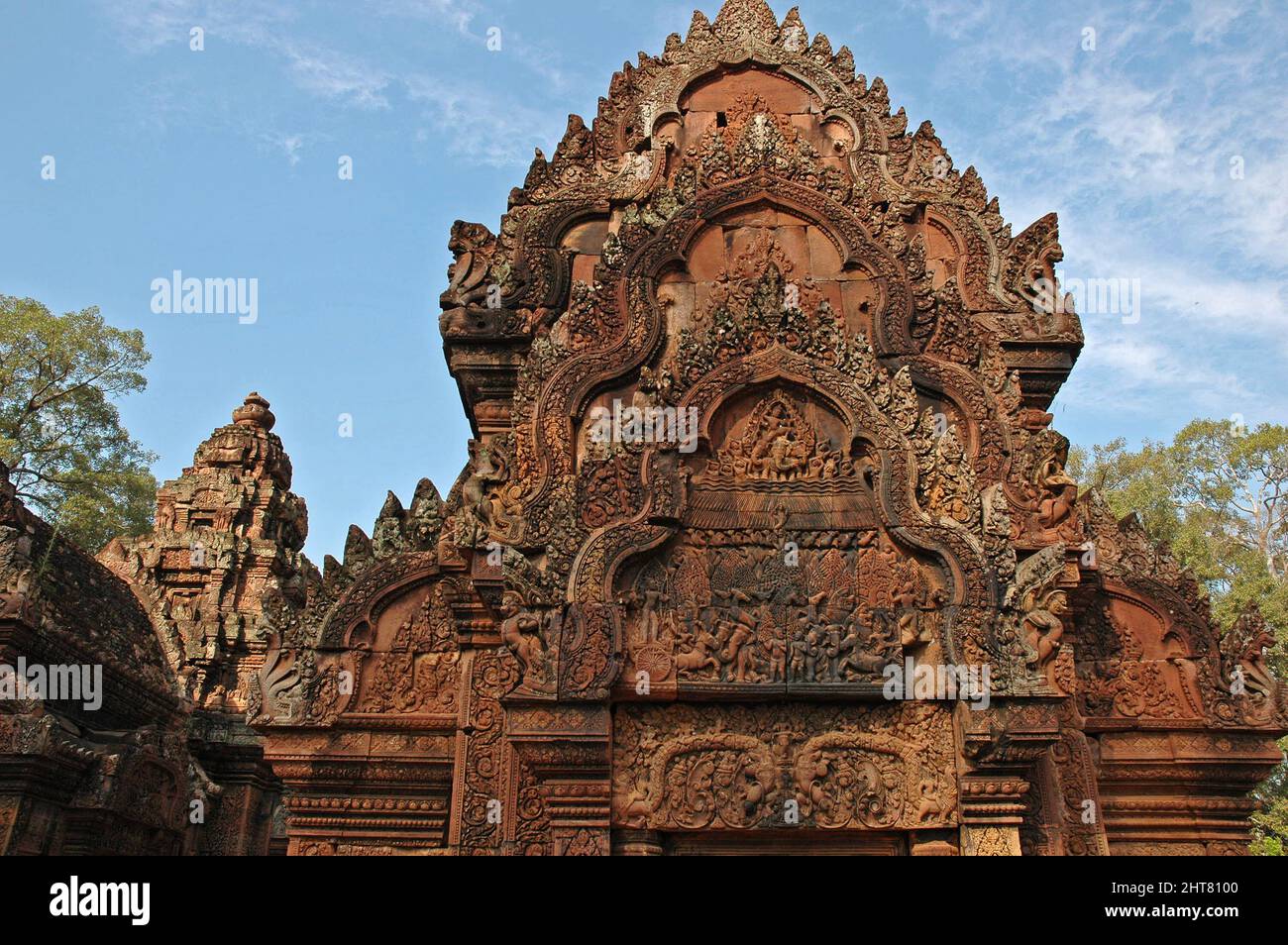 Indra on Airavata, Banteay Srei temple, Citadel of Woman, Angkor, Siem ...