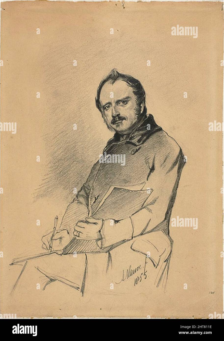 Portrait of a Man Writing, 1855 Stock Photo - Alamy