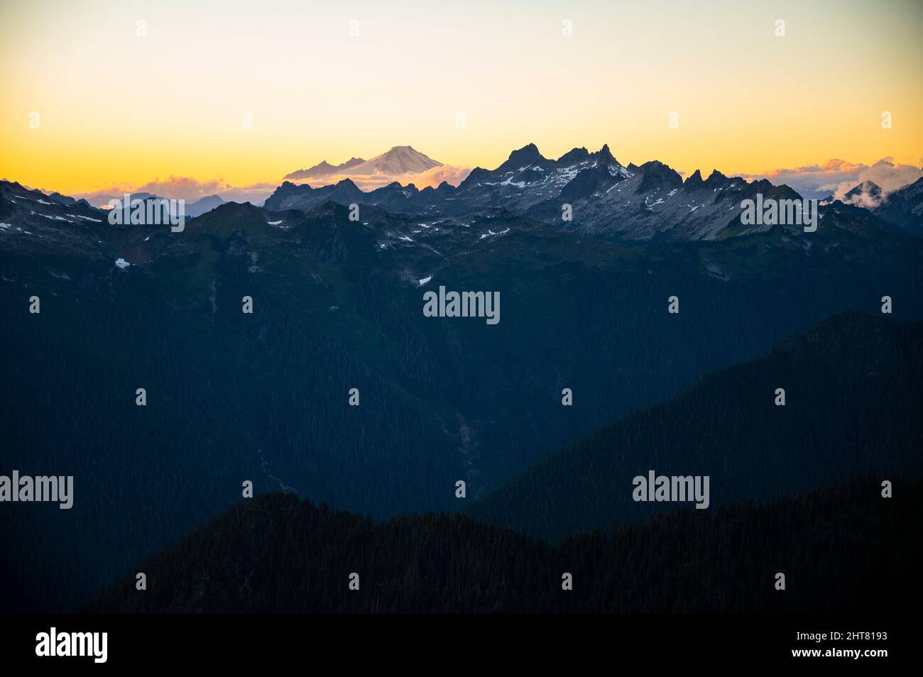 Mt Baker and The North Cascades at Sunset Stock Photo - Alamy
