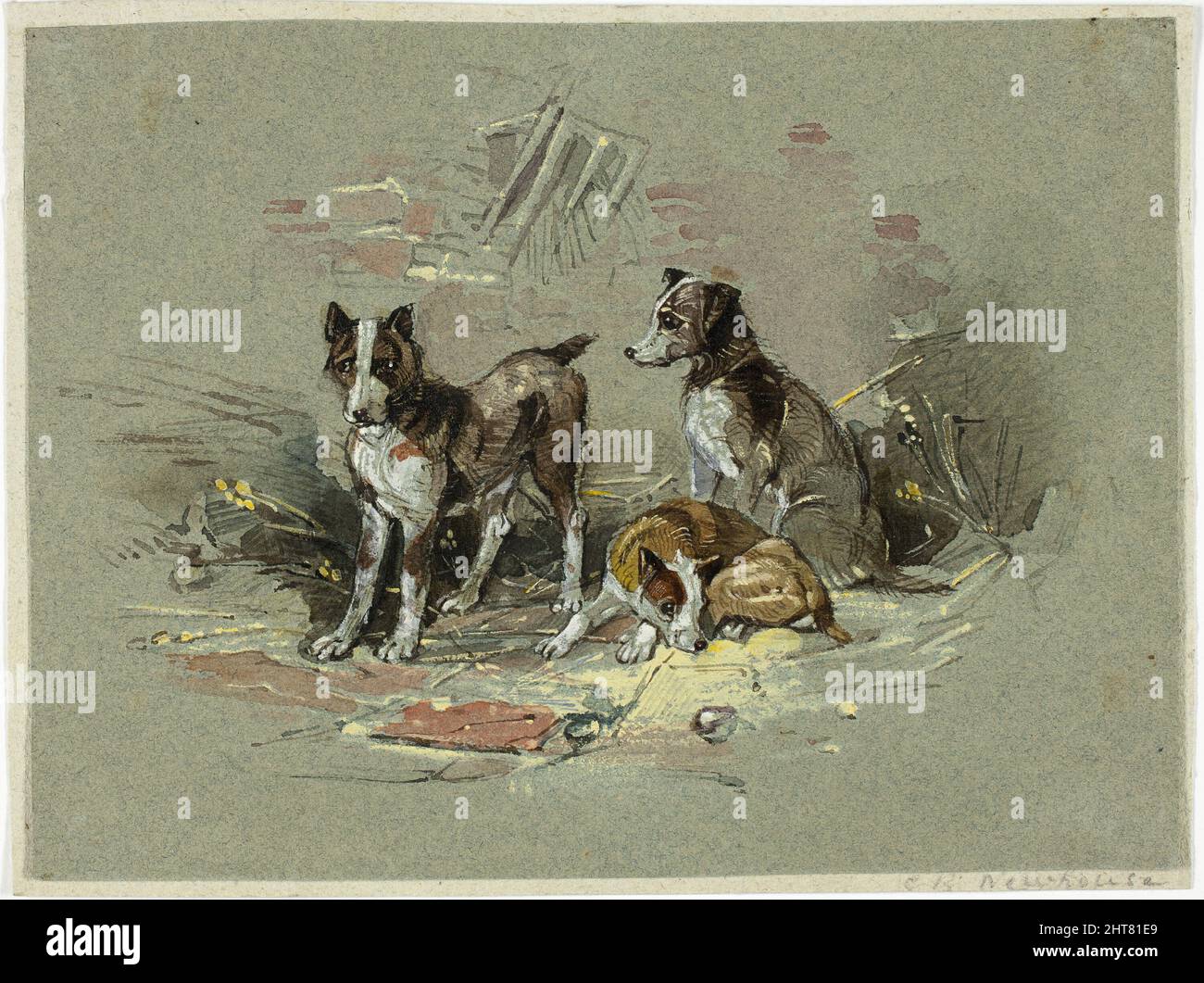 Three Dogs in an Alley, 1825-1877 Stock Photo - Alamy