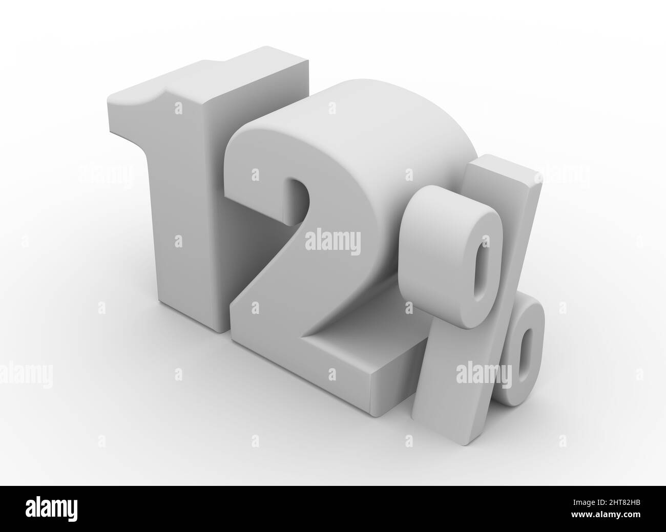 12% 3d illustration. White twelve percent special offer on white ...