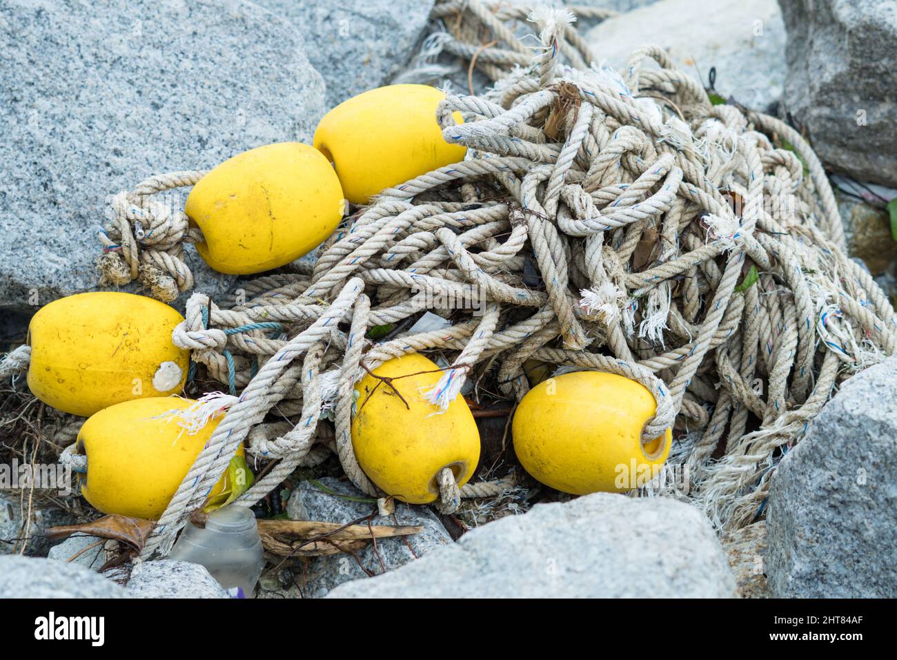 Closeup of ropes at Port Dickson beach, Negari Sembilan state, Malaysia ...