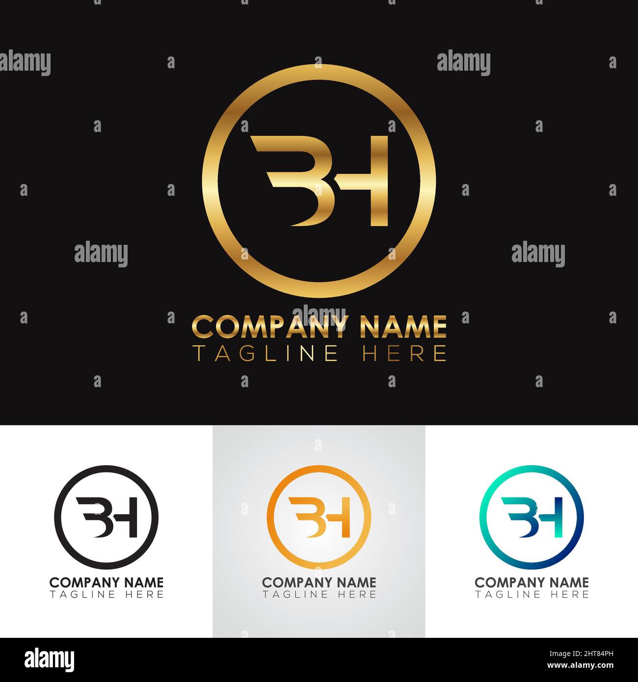 Golden metallic BH letter logo design Stock Vector Image & Art - Alamy