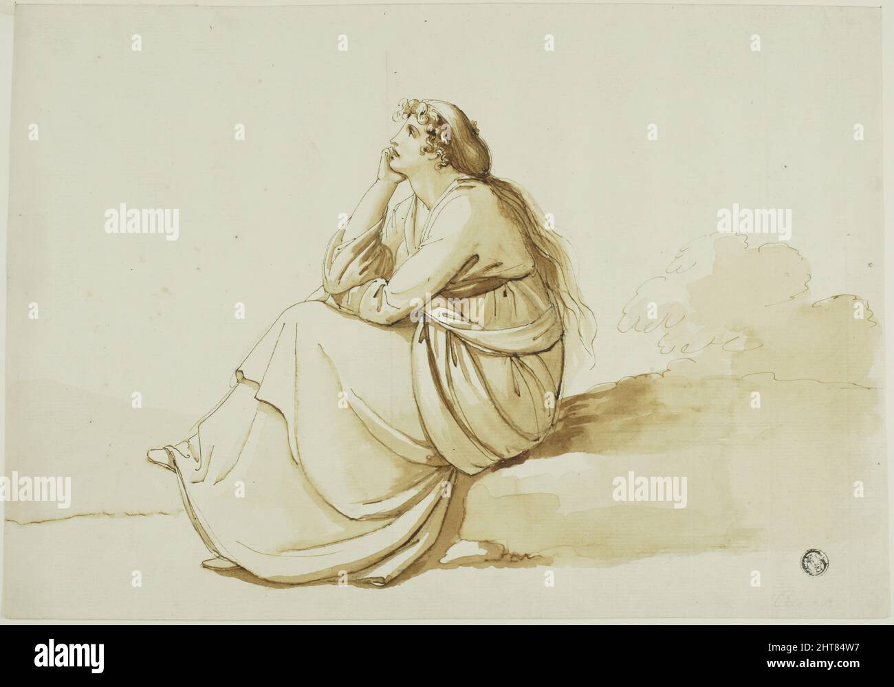 Seated Woman in Profile, n.d Stock Photo - Alamy