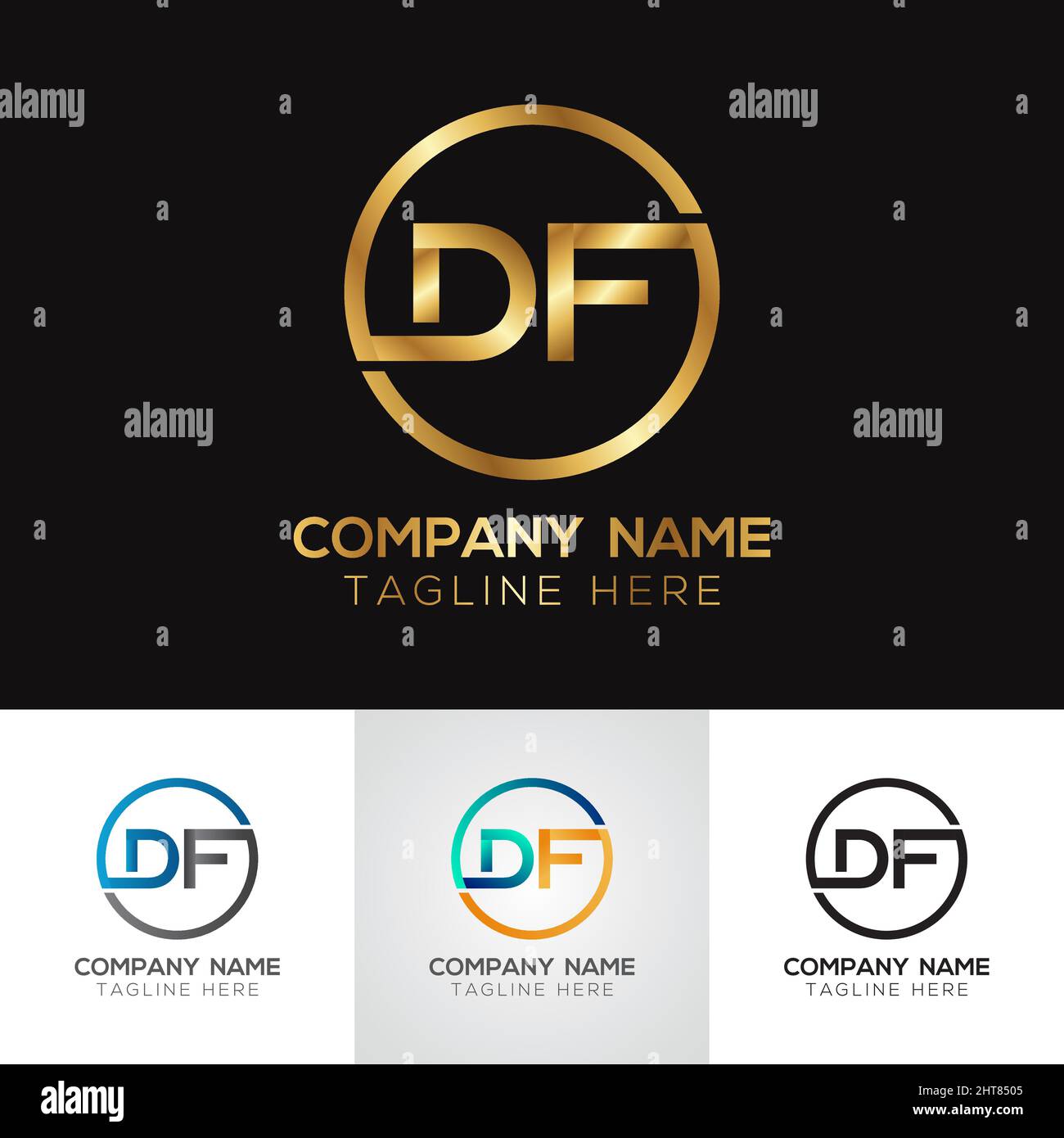 Golden metallic DF letter logo design Stock Vector Image & Art - Alamy
