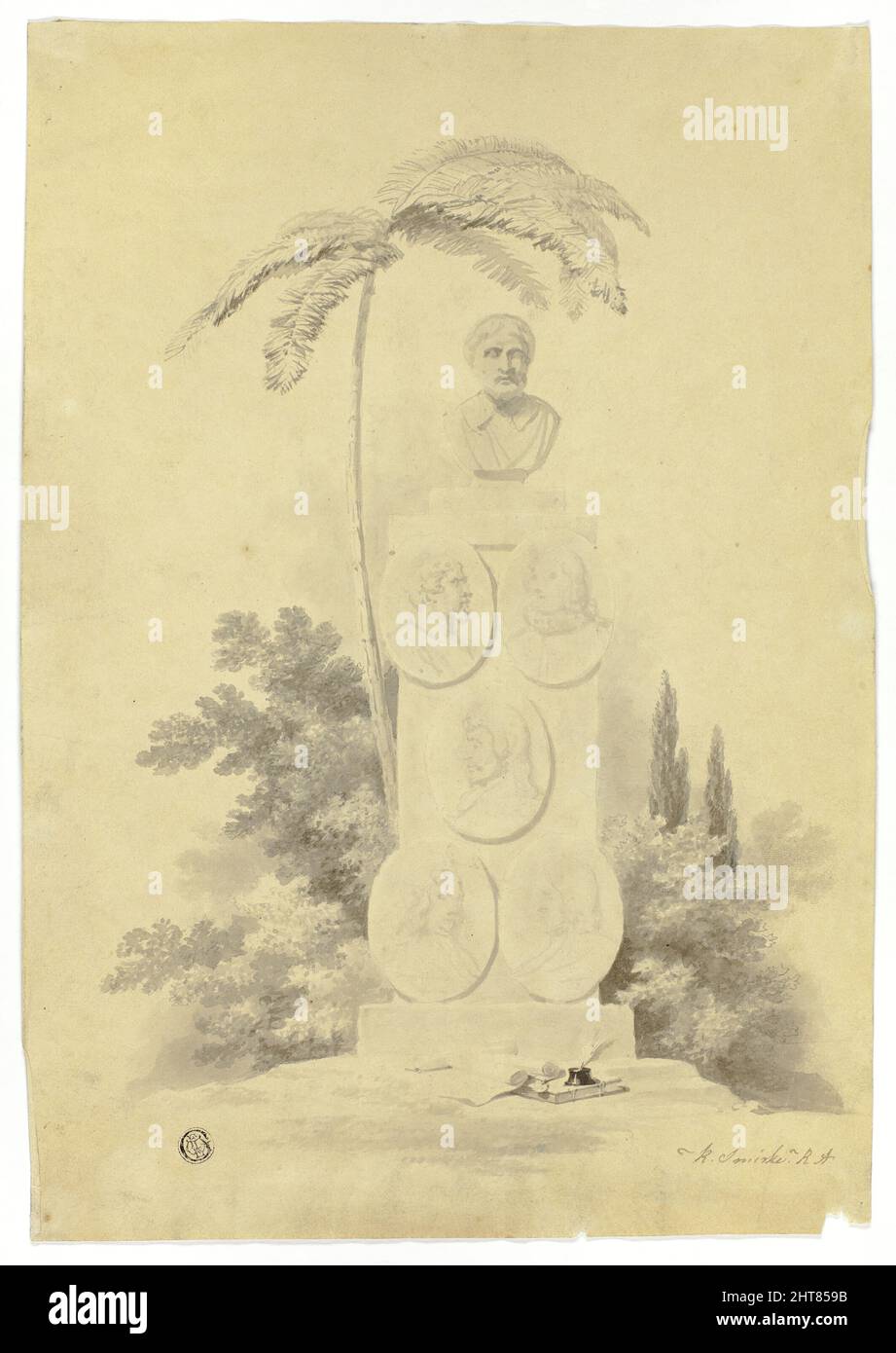 Monument with Palm Tree and Mementos, n.d Stock Photo - Alamy