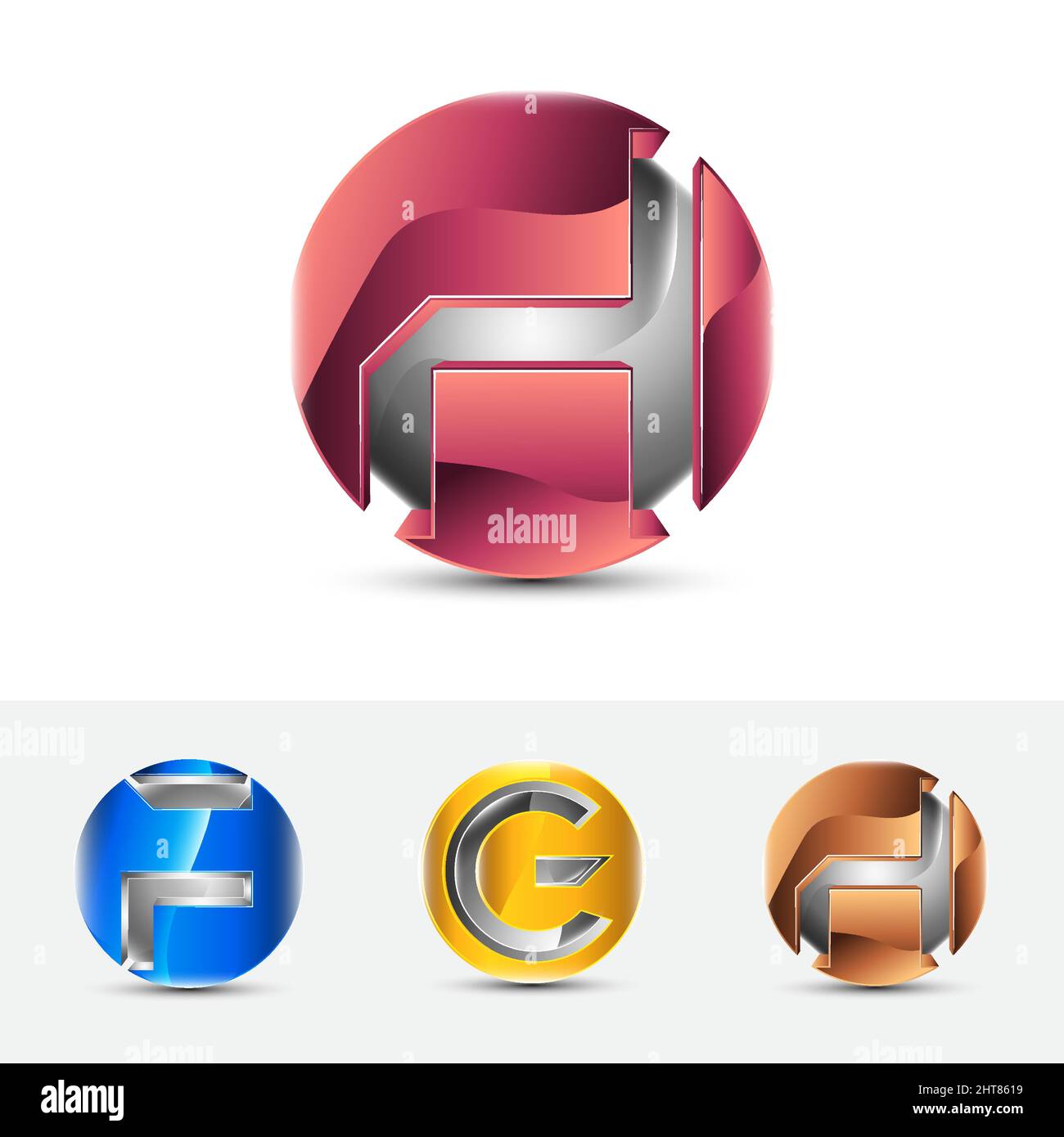 Letter f g h 3d sphere glossy logo design Stock Vector Image & Art - Alamy