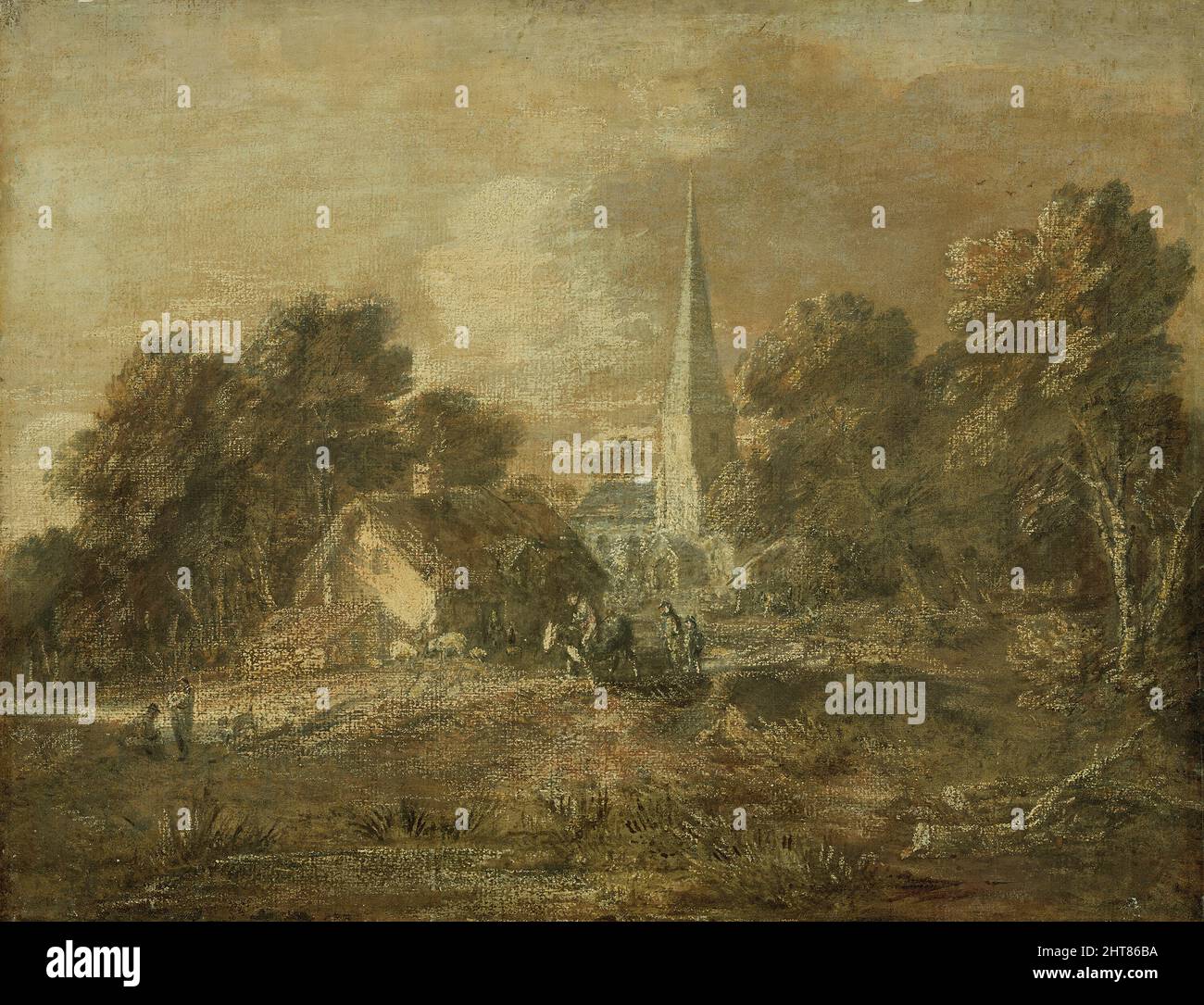 Wooded Landscape with Village Scene, early 1770s (not later than 1772 ...