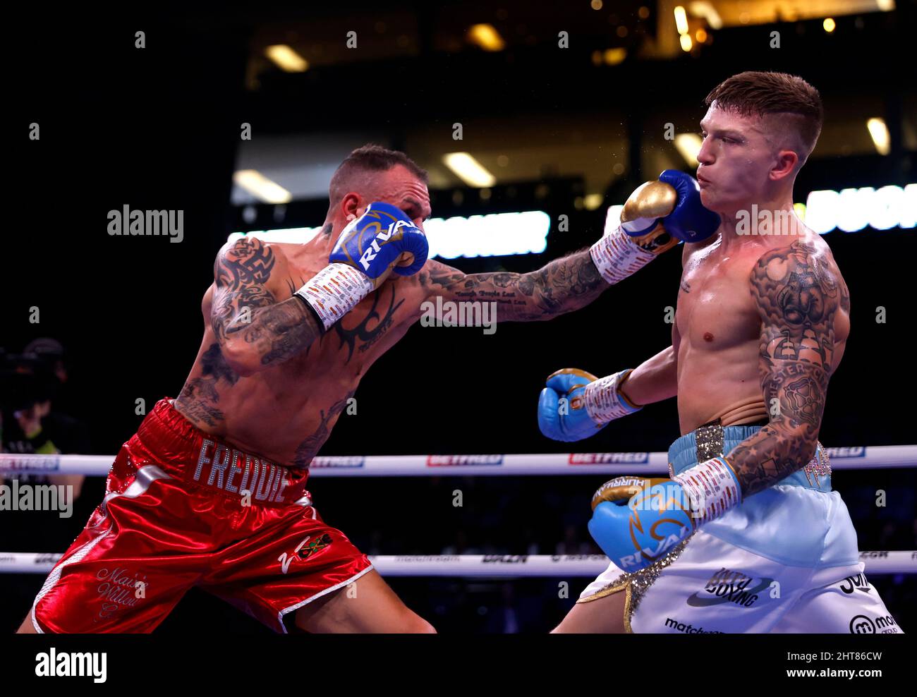 Campbell Hatton (right) in action against Joe Ducker at the 02 Arena ...