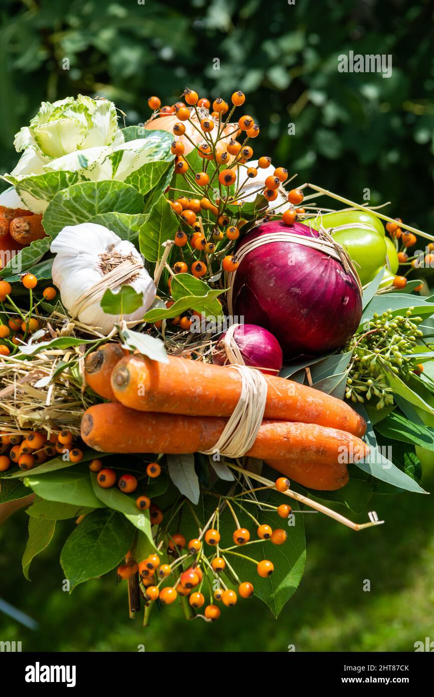 Bunch Of Freshly Harvested Assorted Vegetable Stock Photo - Alamy