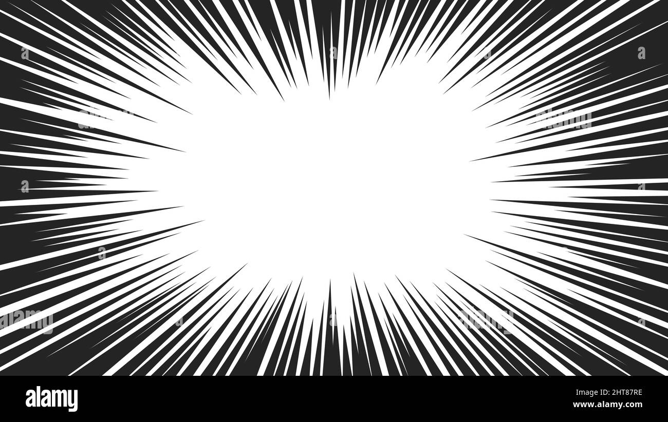 Radial speed lines. Graphics blast frame, black convergent strips or ...