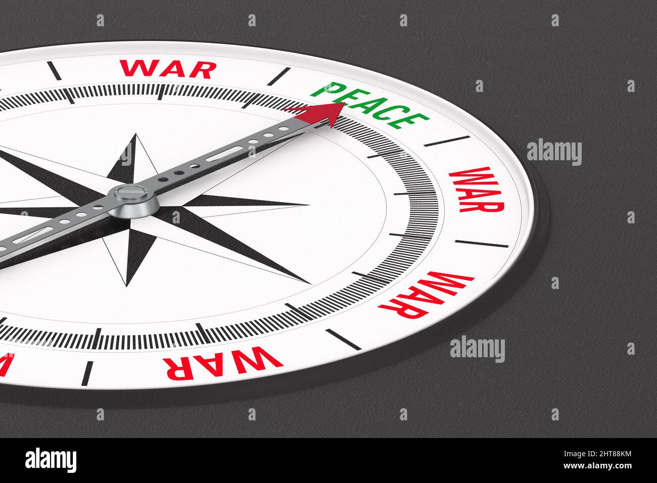 Select between peace and war. Compass on black background. Isolated 3D ...