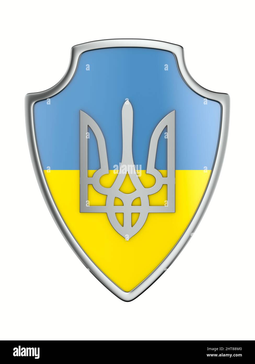shield with ukrainian flag on white background. Isolated 3D ...