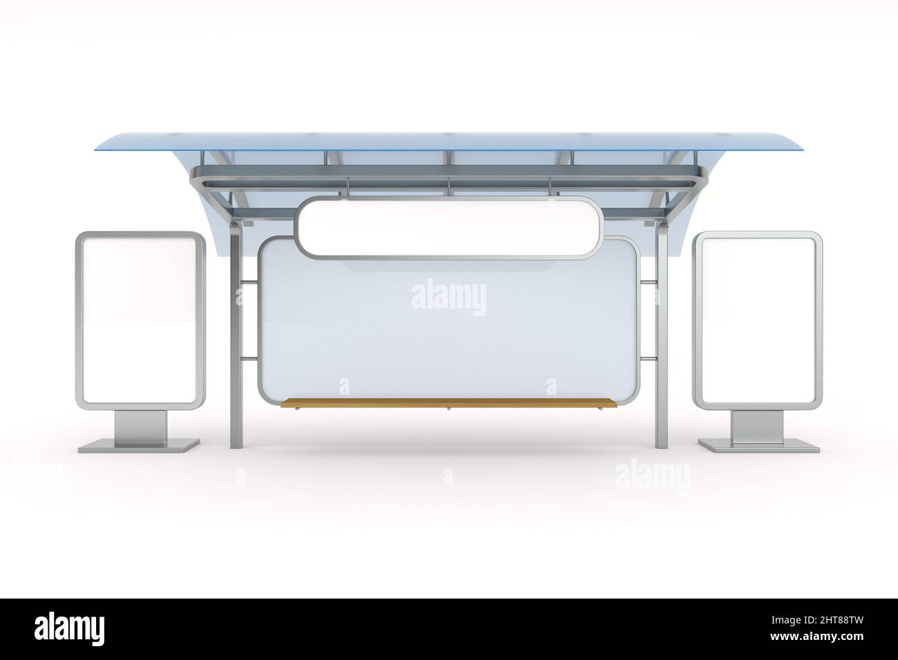 bus stop on white background. Isolated 3D illustration Stock Photo - Alamy