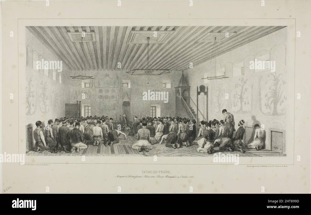 Praying Tartars, Istrimdjami-Kara-sou-Bazar, Crimea, October 19, 1837 ...