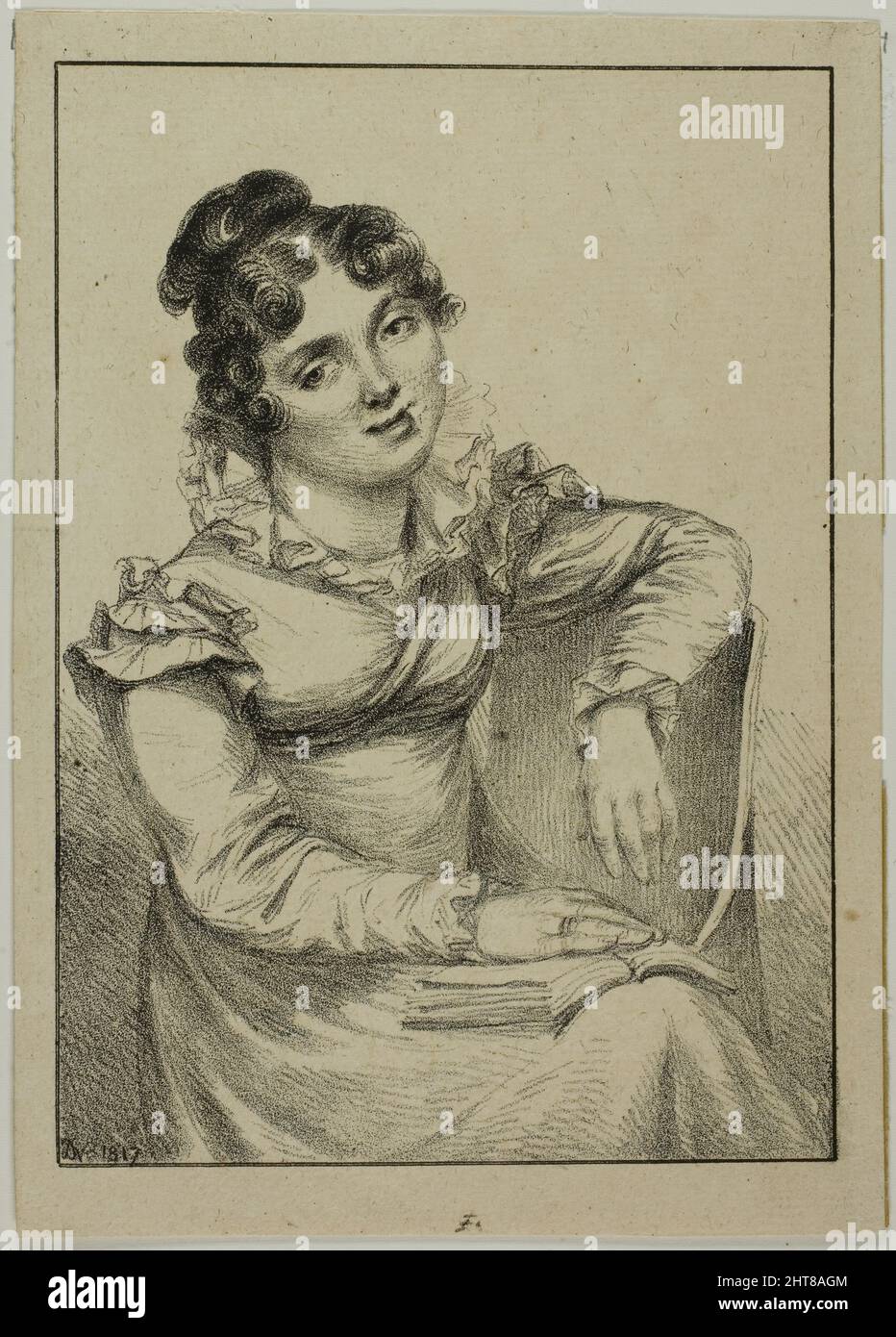 Seated Young Woman Holding an Open Book, 1817 Stock Photo - Alamy