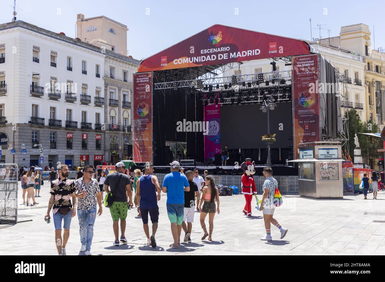 Closeup of the stages prepared and decorated for gay pride day ...