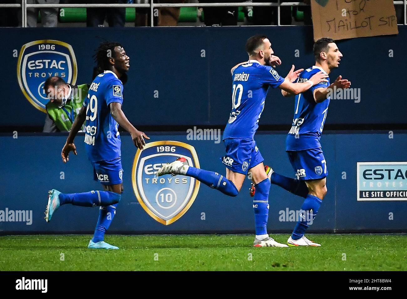 Troyes, France, France. 27th Feb, 2022. Yoann TOUZGHAR of ESTAC Troyes ...
