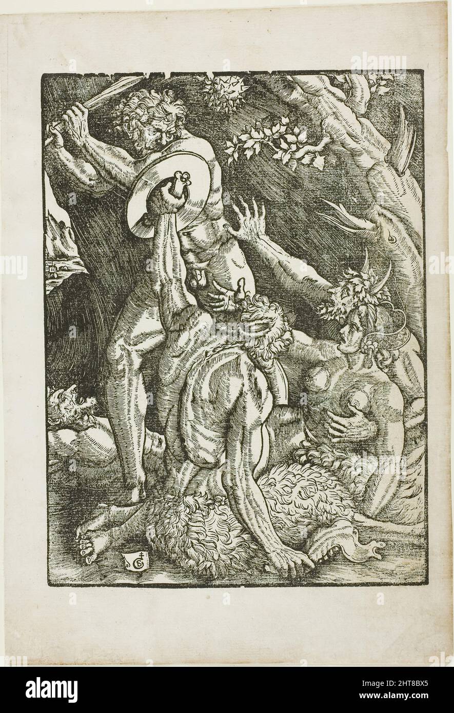 Hercules, Two Satyrs, and a Woman, plate two from The Labors of ...