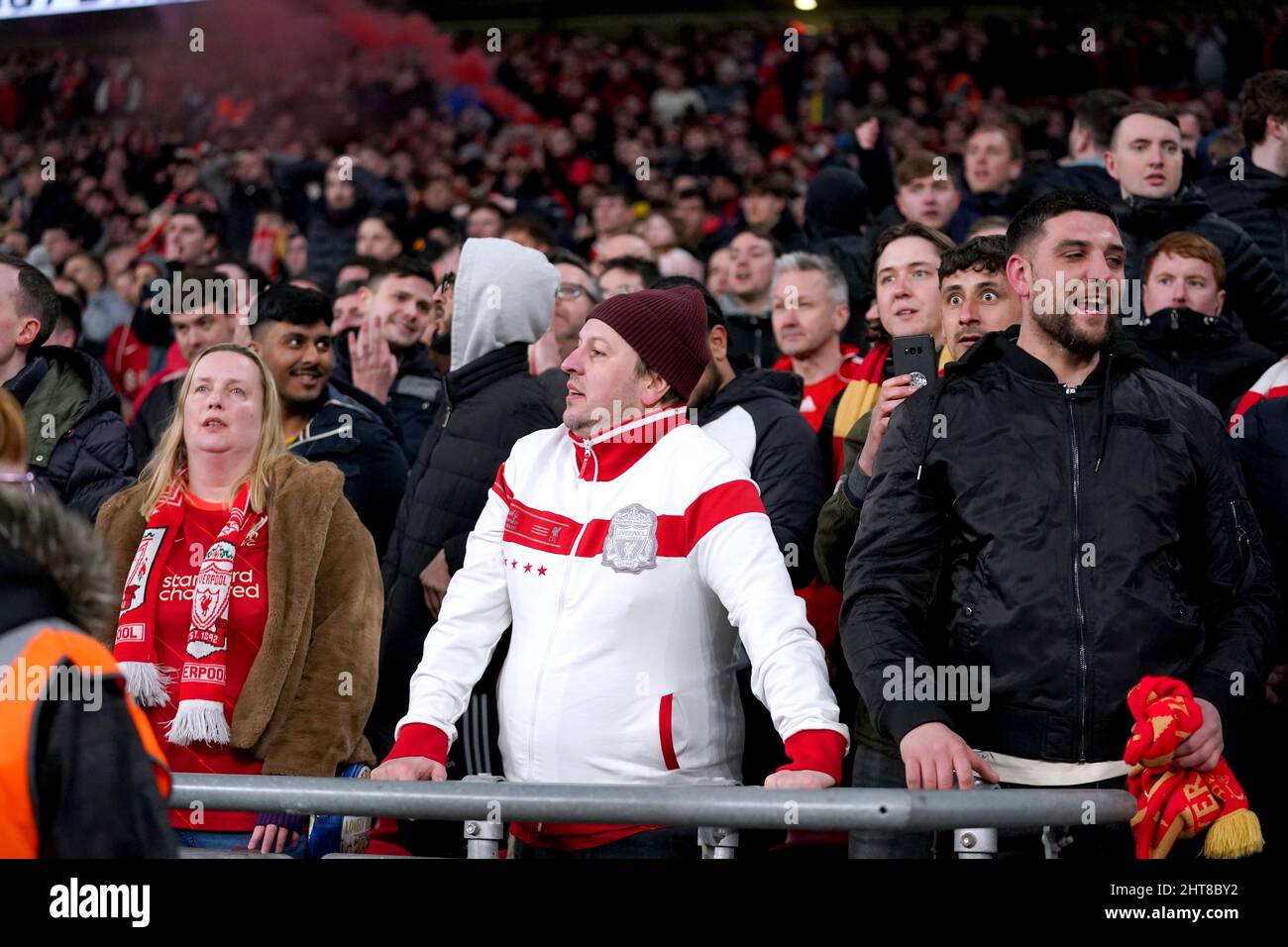 Liverpool fans in the stands during the Carabao Cup final at Wembley ...