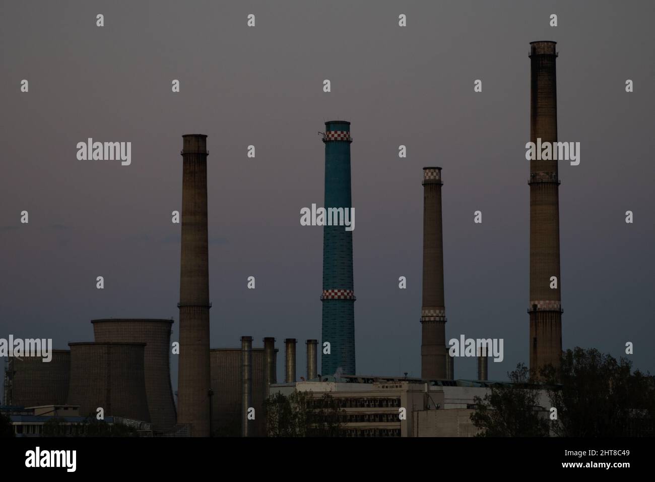 Closeup of Industrial chimneys Stock Photo - Alamy