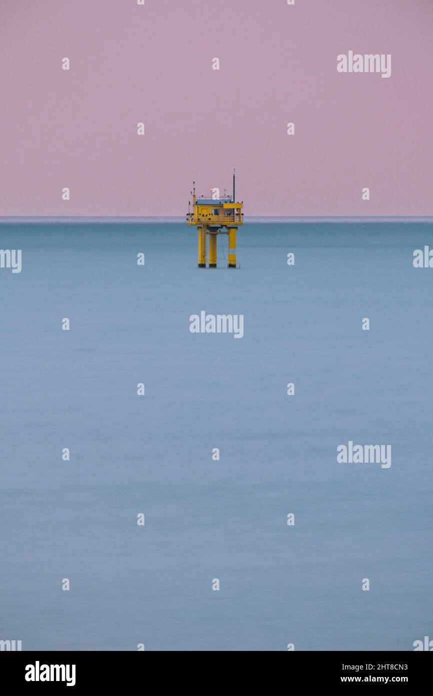 long exposure of baltic sea with oil platform Stock Photo - Alamy