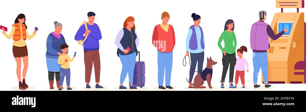 Queueing for bank Stock Vector Images - Alamy