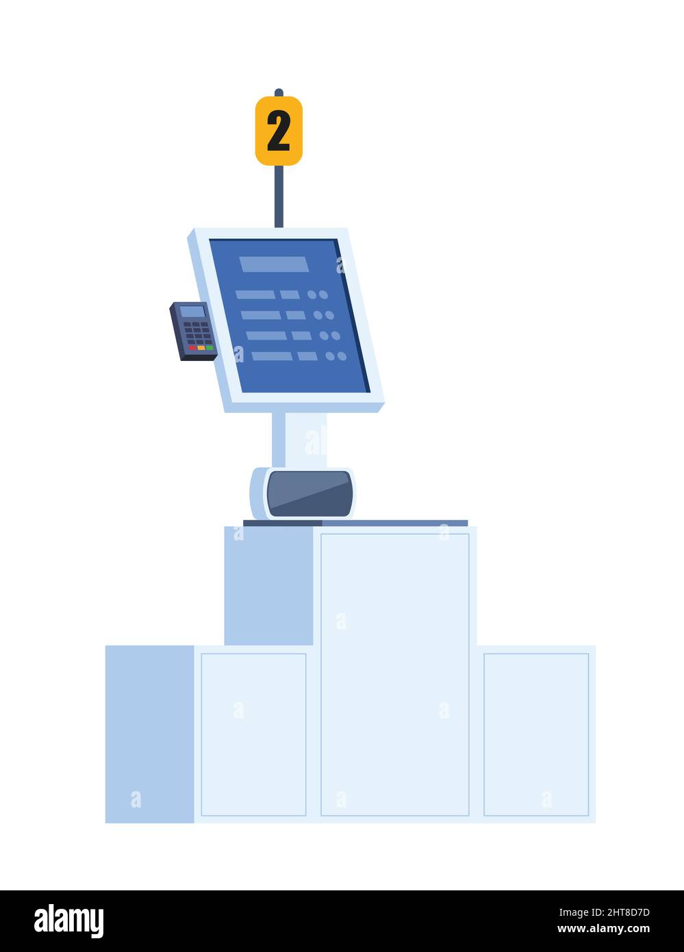 Self-service cashier or terminal. Point with self-service checkout in the supermarket ...