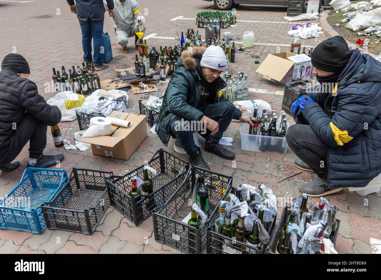 KYIV, UKRAINE - Feb. 27, 2022: War of Russia against Ukraine. Members ...