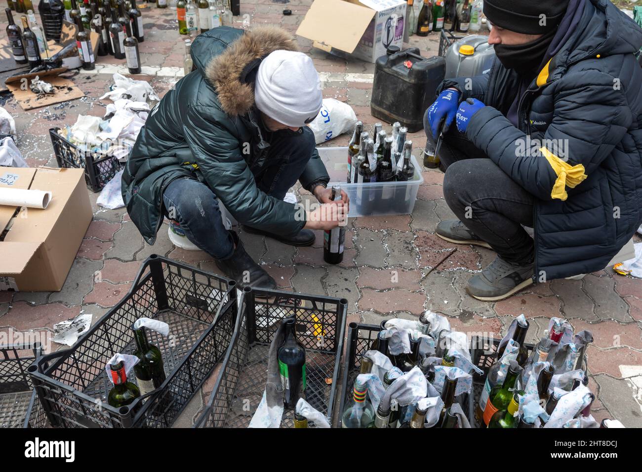 KYIV, UKRAINE - Feb. 27, 2022: War of Russia against Ukraine. Members ...