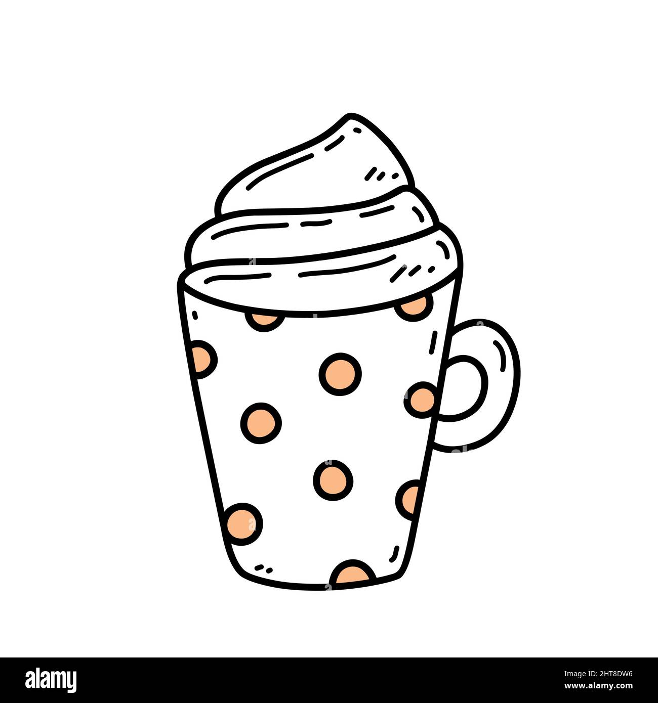Cute cup of mocha isolated on white background. Vector hand-drawn ...