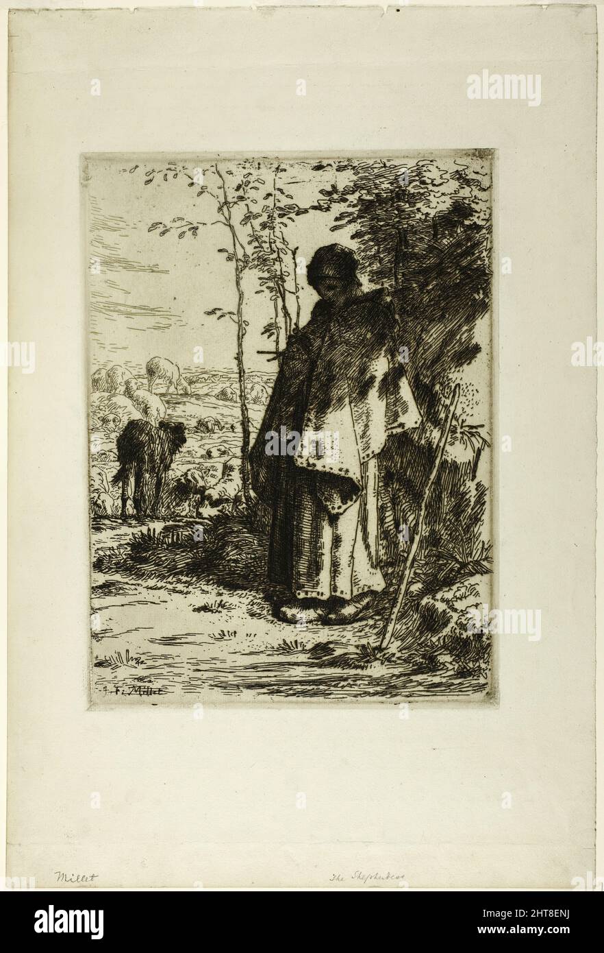 The Shepherdess Knitting, 1862 Stock Photo - Alamy