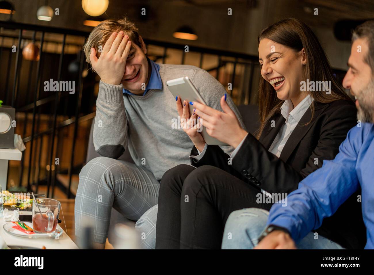 Four business people are organizing and making the project for the ...