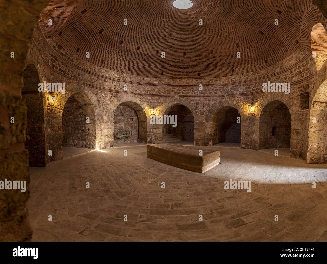 The interior of the Mor Gabriel Monastery, Turkey filled with bright ...