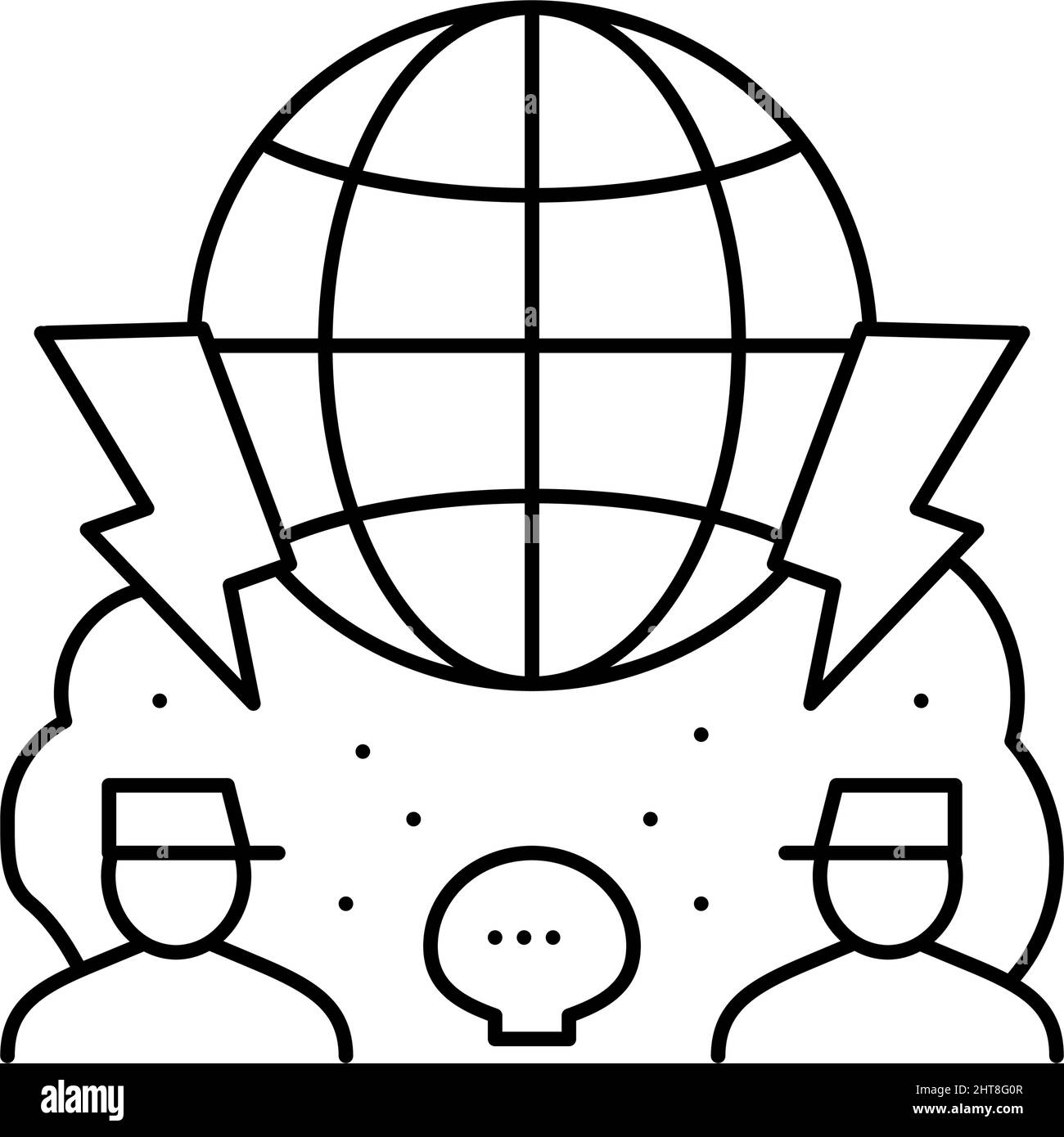 large scale conflict and wars social problem line icon vector ...