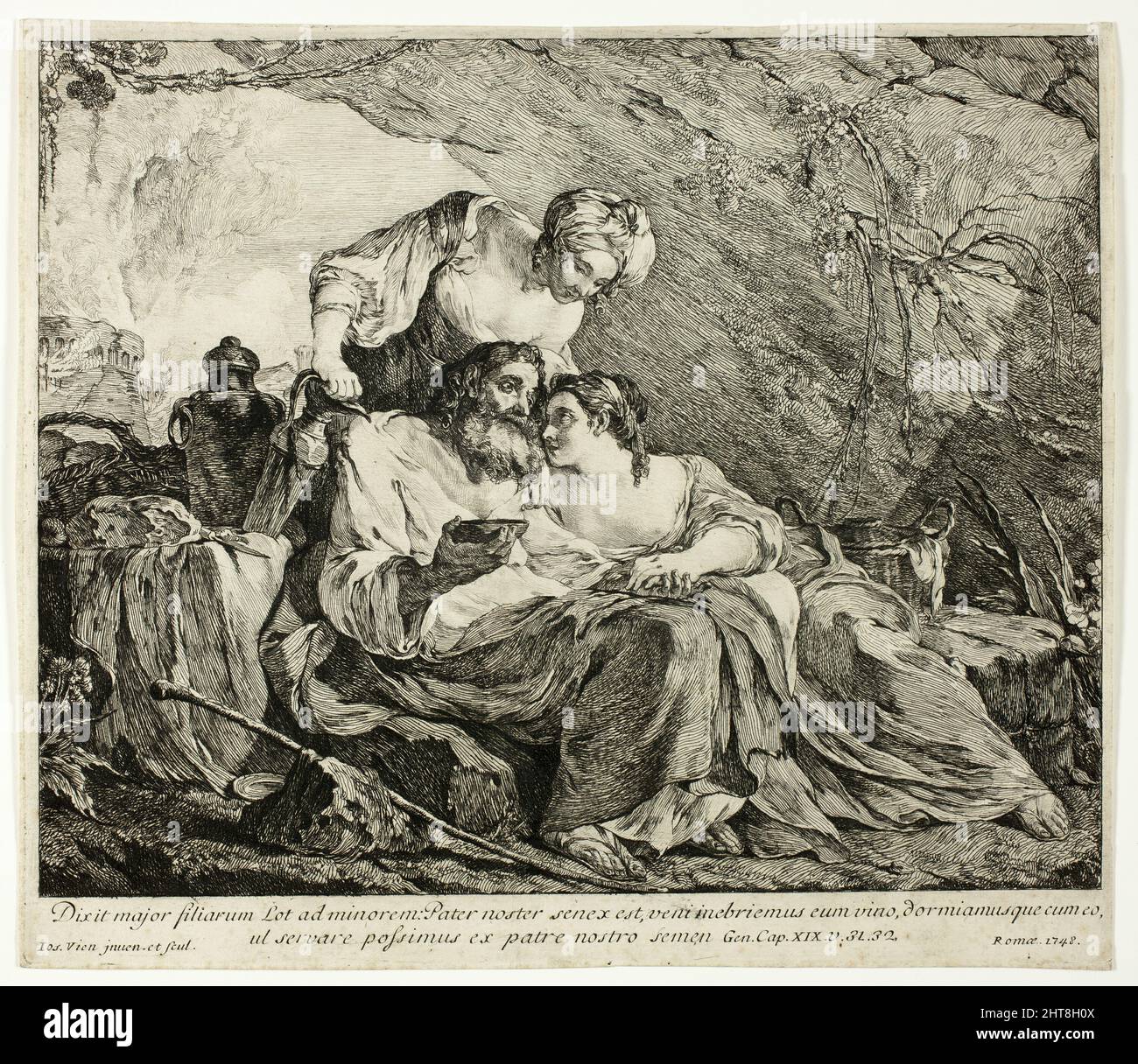 Lot and His Daughters, 1748 Stock Photo - Alamy