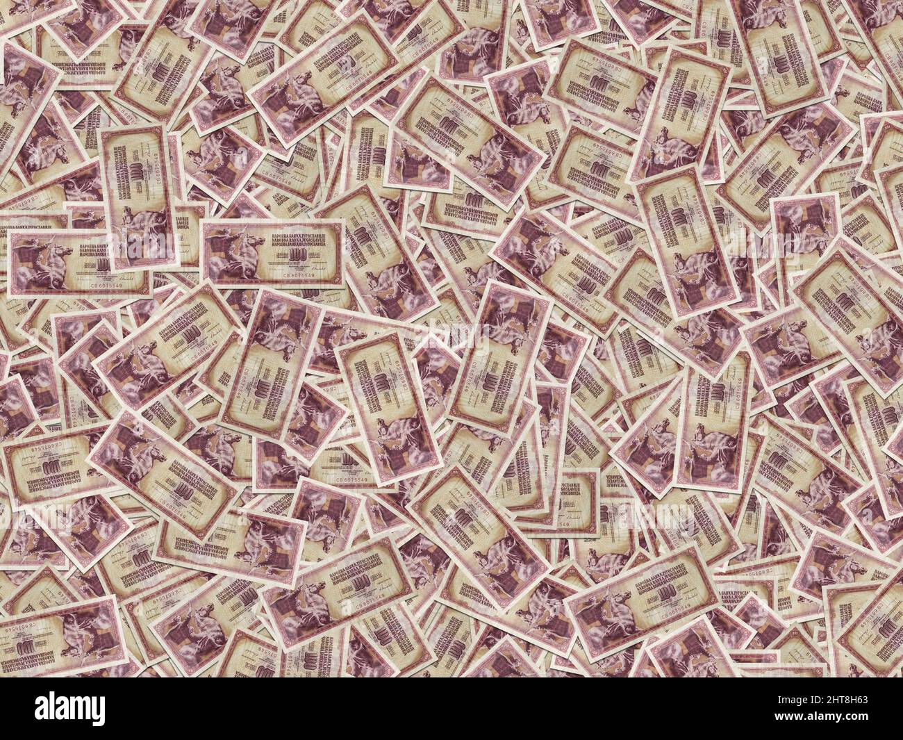 Top view of a vintage pile of Yugoslavian dinar banknotes Stock Photo ...