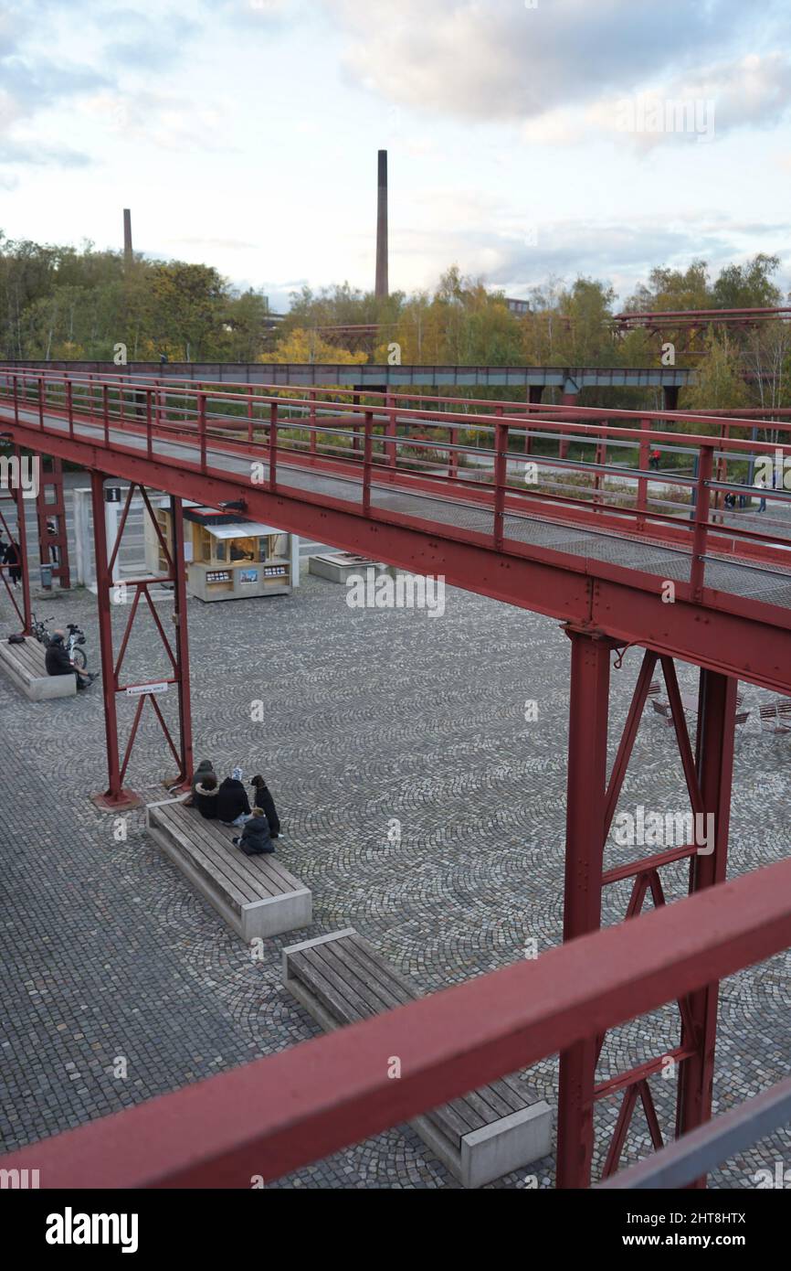Red metal bridge in a coal mining industrial complex Stock Photo - Alamy
