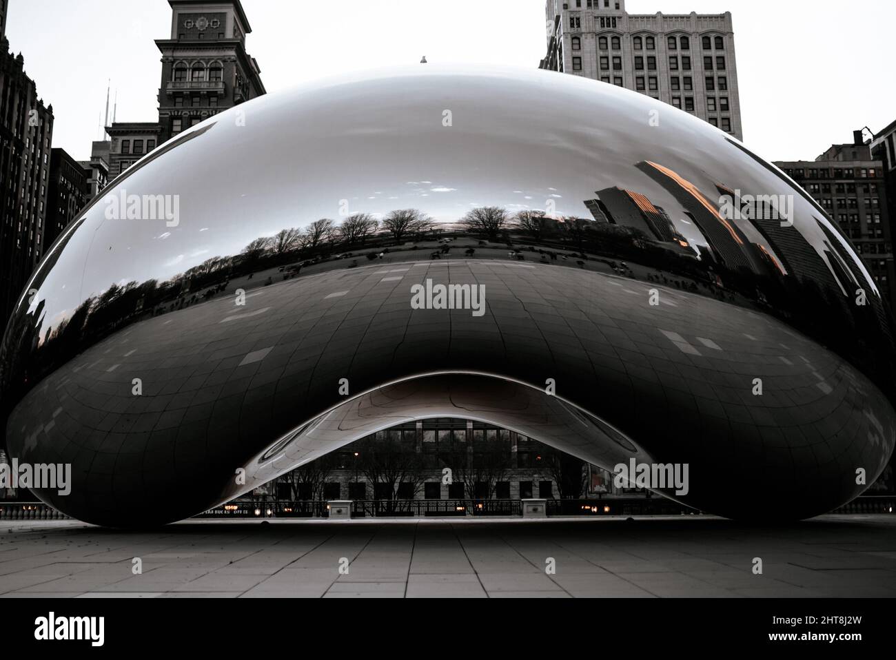 Black and white shot of The bean statue located in Millennium Park ...