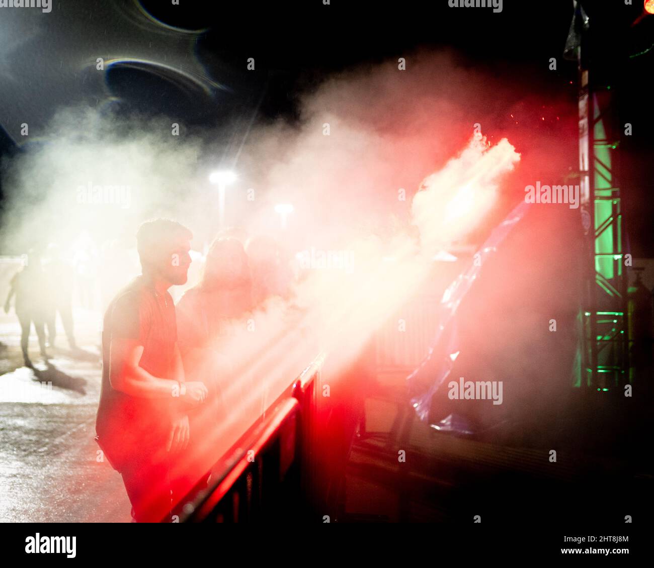 People having party in the disco smoke Stock Photo - Alamy