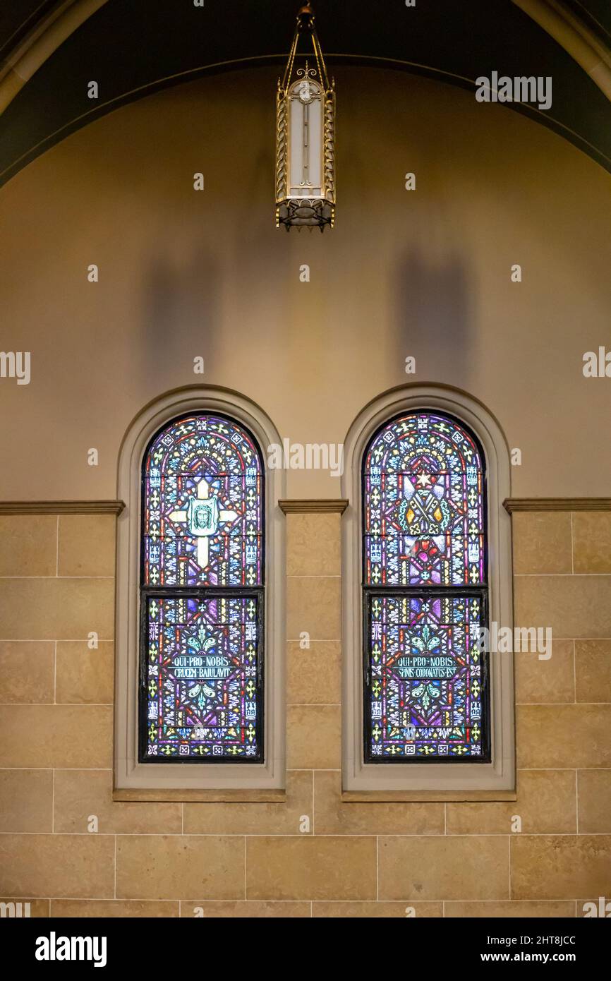 Vitrage windows inside an old church and Basilica Holy Hill shrine ...