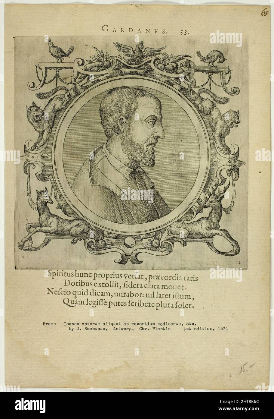 Portrait of Cardanus, published 1574 Stock Photo - Alamy