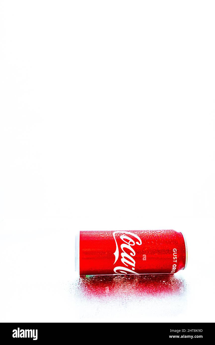 Water droplets on classic Coca-Cola can in Bucharest, Romania, 2021 ...
